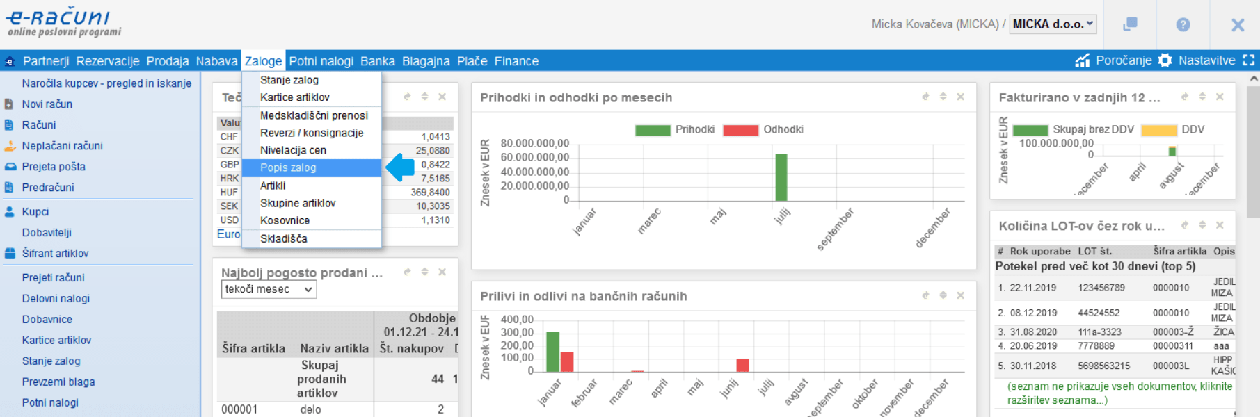 Popis stanja zalog ob zaključku leta – e-racuni.com